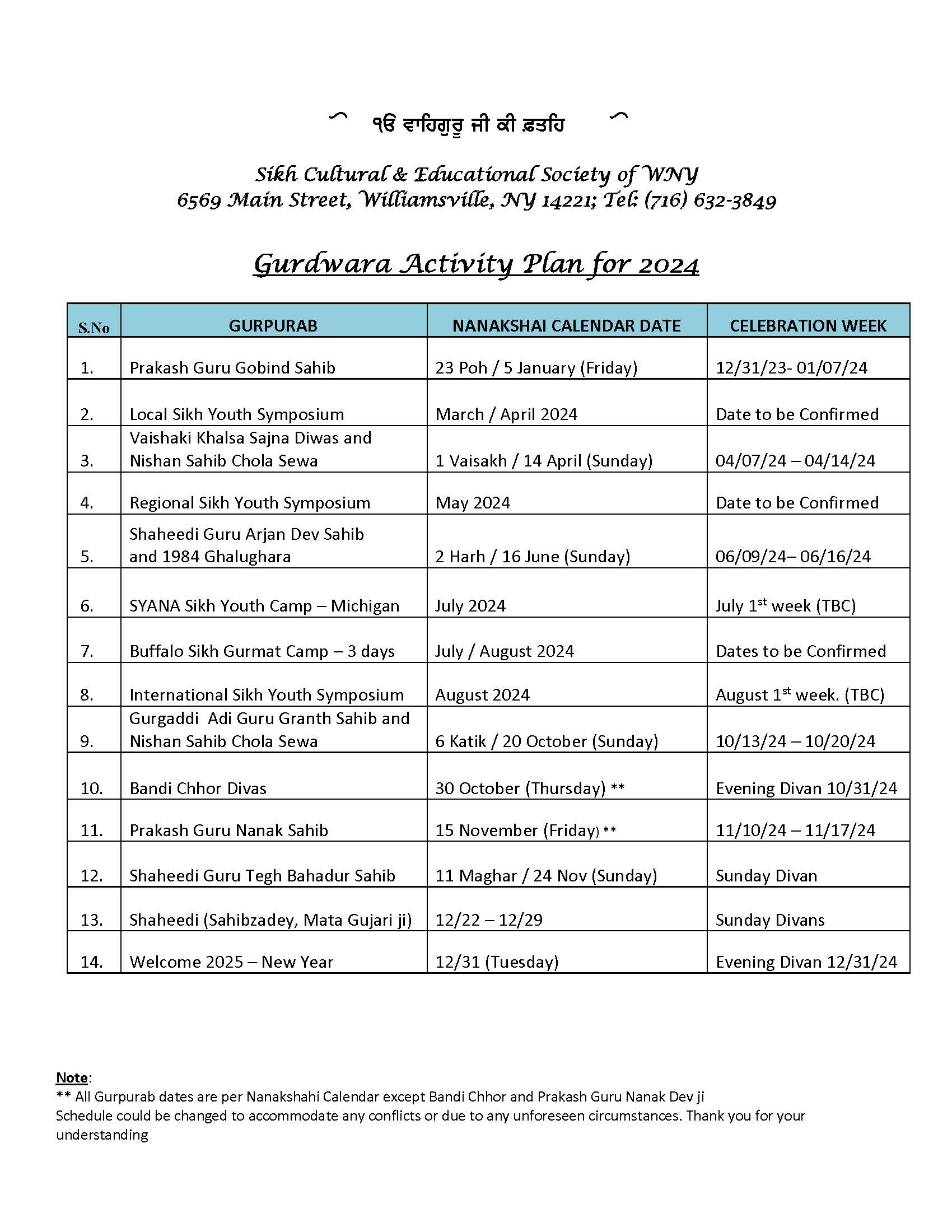 Events - Buffalo Gurdwara